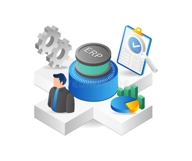Enterprise Resource Planning ERP Circle Isometric Flat 3d Illustration ...