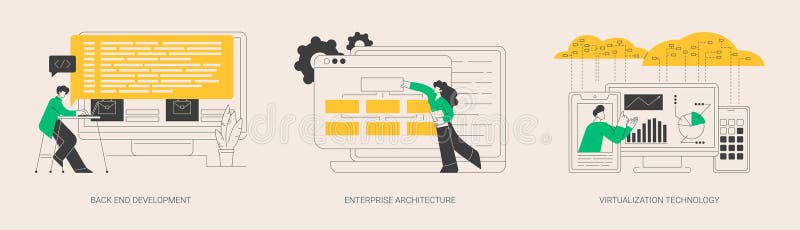 Virtualization Outline Vector Concept Illustrations Stock Illustrations ...