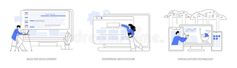 Virtualization Outline Vector Concept Illustrations Stock Illustrations ...