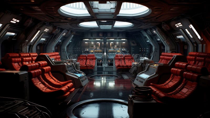 An Enterprise Setting with Empty Seats in a Space Station Area Stock ...