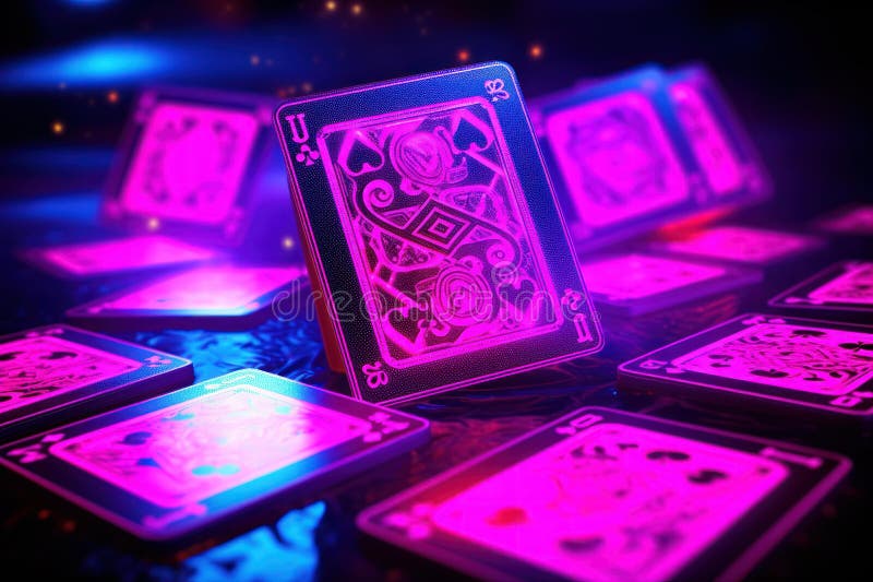 Entertaining Neon Play Cards. Generate Ai Stock Illustration ...