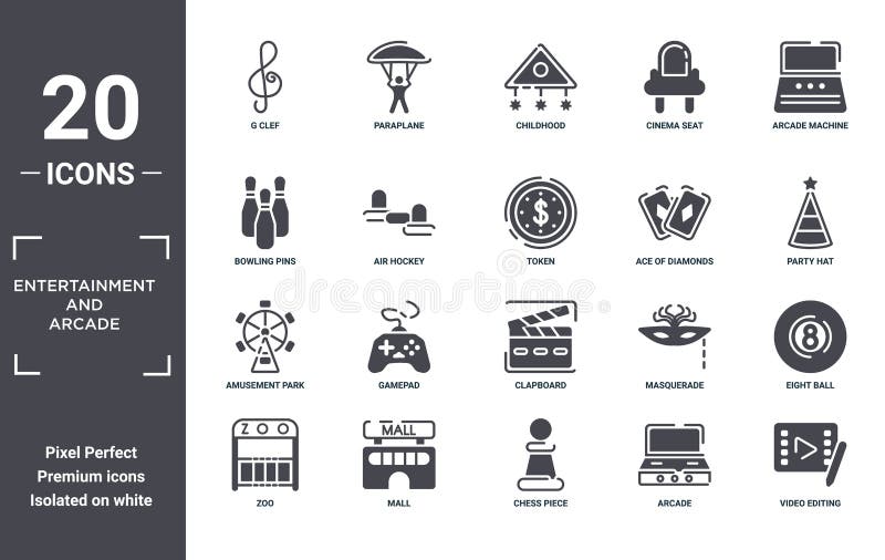 Entertainment.and.arcade Icon Set Stock Vector - Illustration of store ...