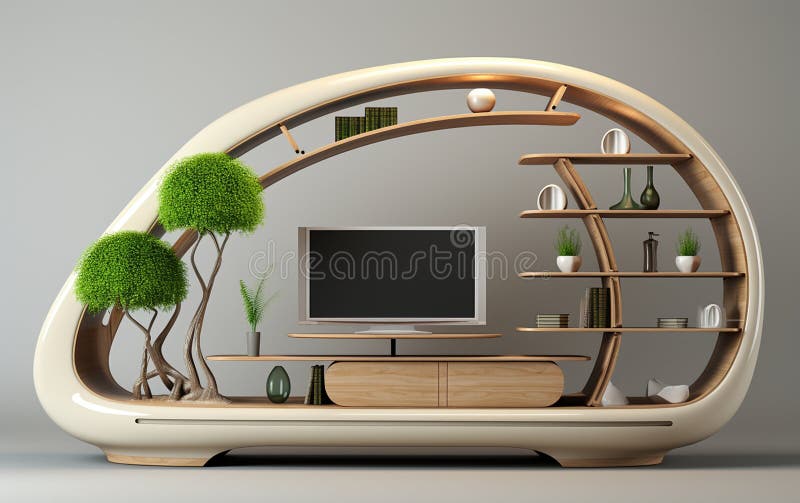An Entertainment Center on a Plain White Background -Generative Ai ...