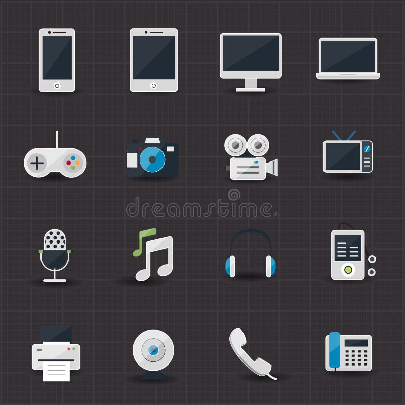 Entertainment and Electronic Icons Stock Vector - Illustration of ...