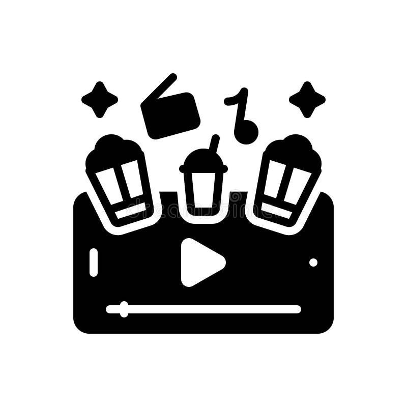 Black Solid Icon for Entertainment, Movie Time and Cinema Stock Vector ...