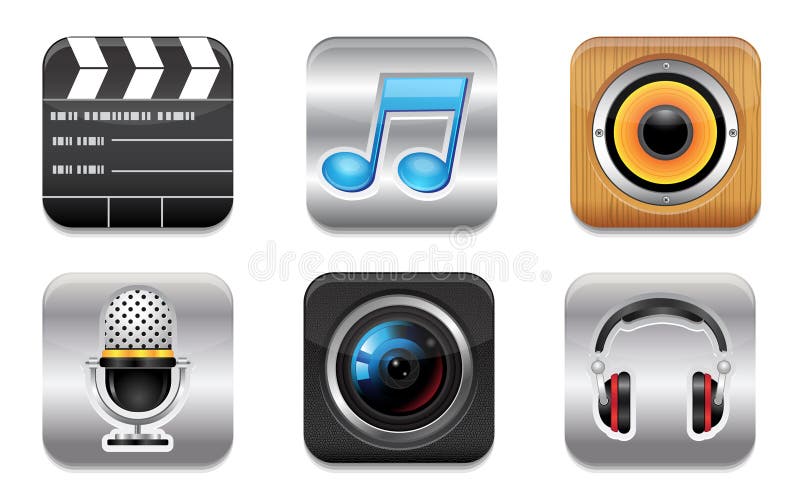 Entertainment icon set stock vector. Illustration of buttons - 27245545