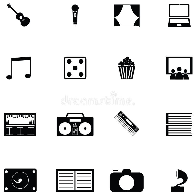 Entertainment icon set stock vector. Illustration of symbol - 107348381