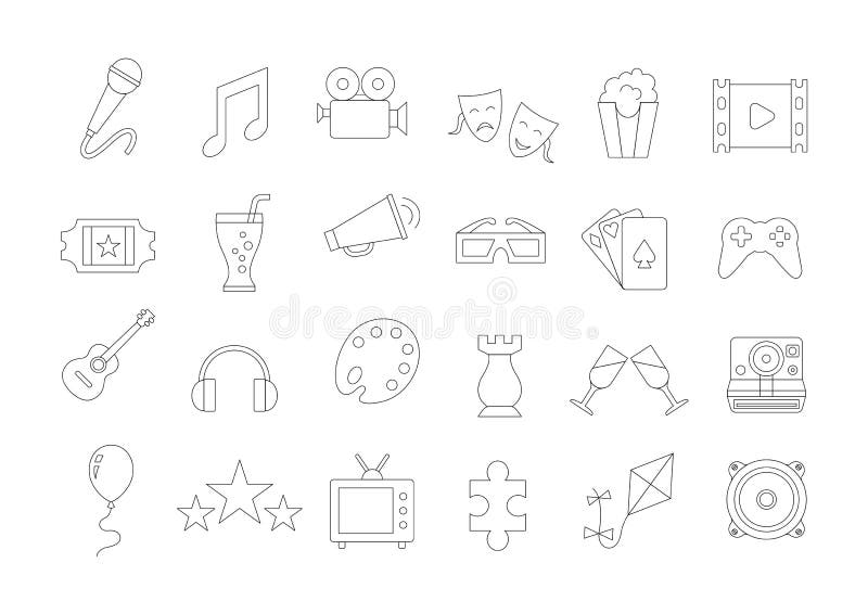 Entertainment icons set stock illustration. Illustration of filming ...