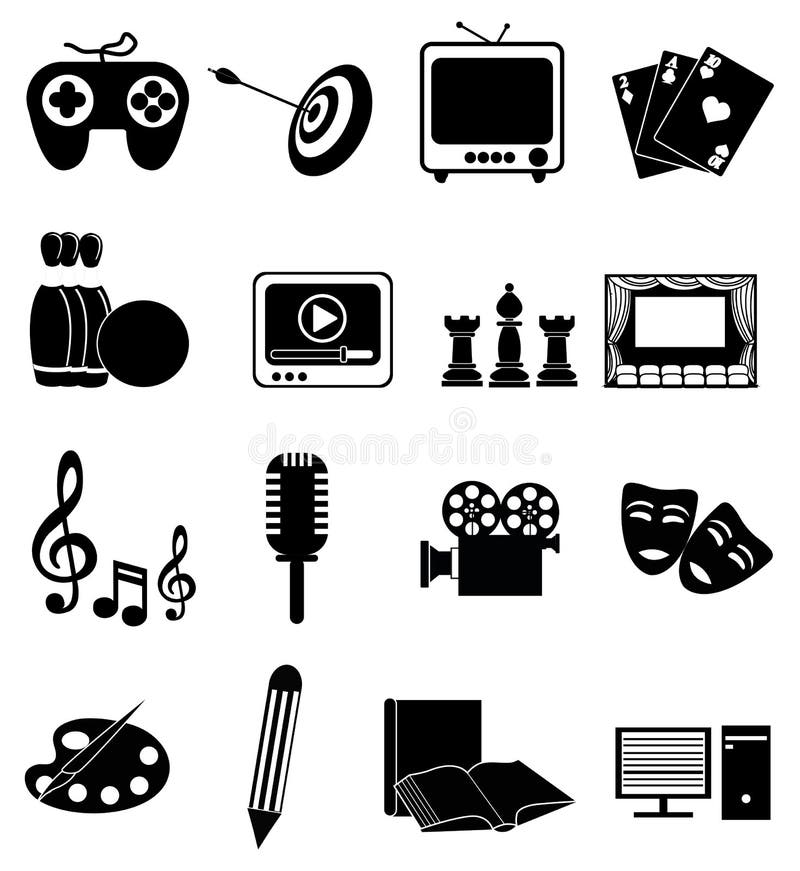 Entertainment Icons Set stock vector. Illustration of sign - 45146355