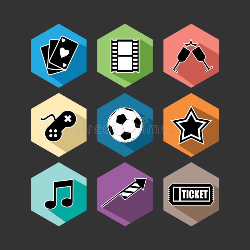Entertainment Icons Set Flat Illustration Stock Vector - Illustration ...