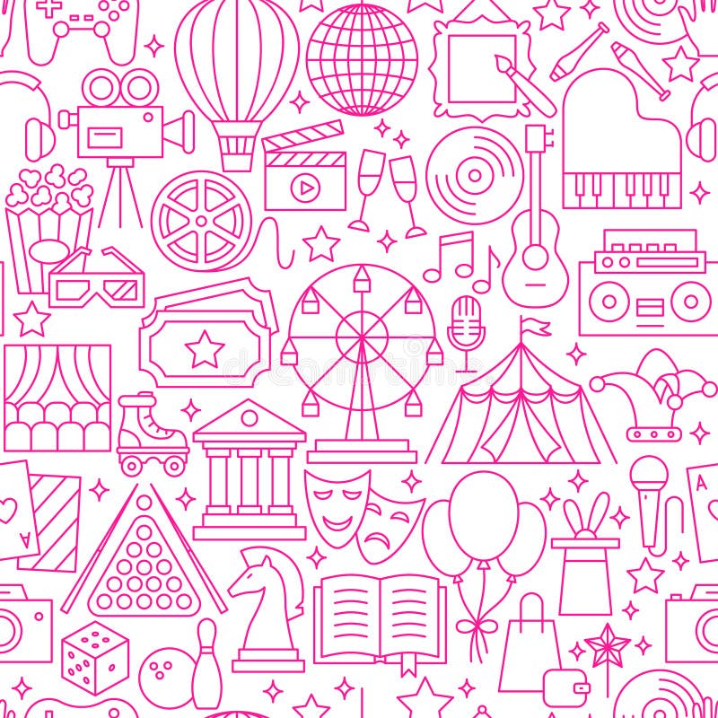 Entertainment Line Seamless Pattern Stock Vector - Illustration of ...