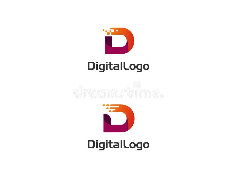 Letter D Digital Logo Vector Stock Vector - Illustration of isolated ...