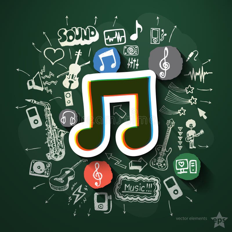 Entertainment and Music Collage with Icons on Stock Vector ...