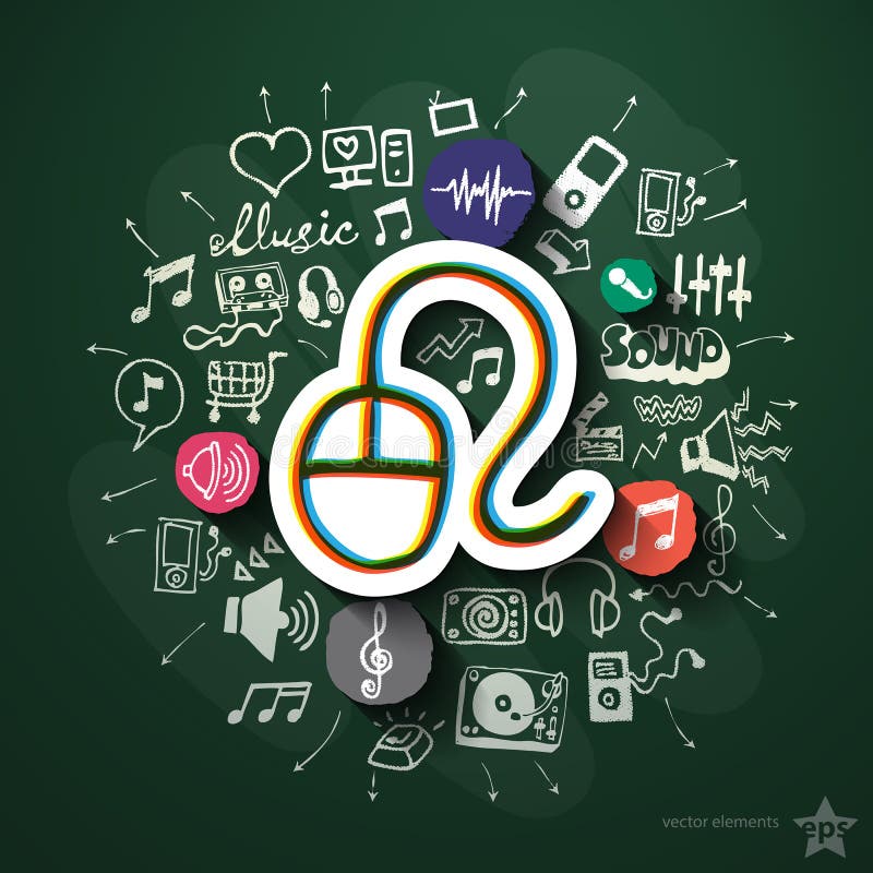 Entertainment and Music Collage with Icons on Stock Vector ...