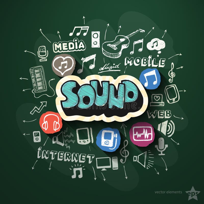 Entertainment and Music Collage with Icons on Stock Vector ...