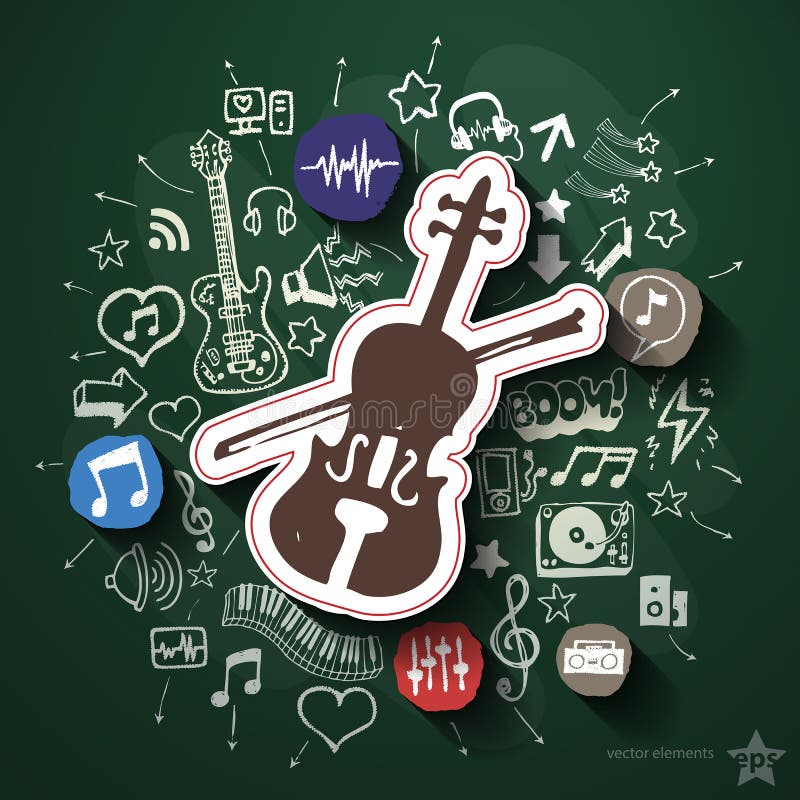 Entertainment and Music Collage with Icons on Stock Vector ...