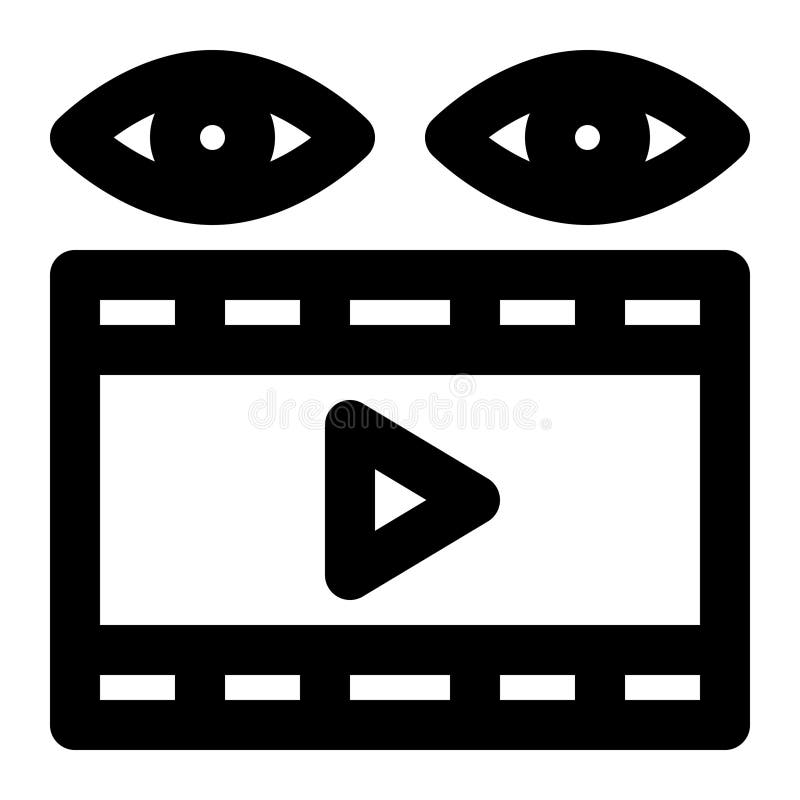 Watching Movie, Watching Video Outline Icon Stock Vector - Illustration ...