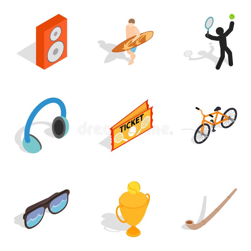 Entertainment Program Icons Set, Isometric Style Stock Vector ...