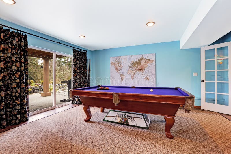 Entertainment Room in Hawaian Style with Pool Table Stock Photo - Image ...