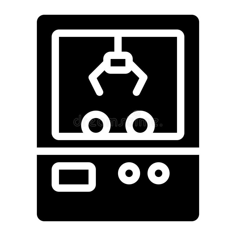 Claw Machine, Arcade, Claw Crane Glyph Solid Icon Stock Vector ...