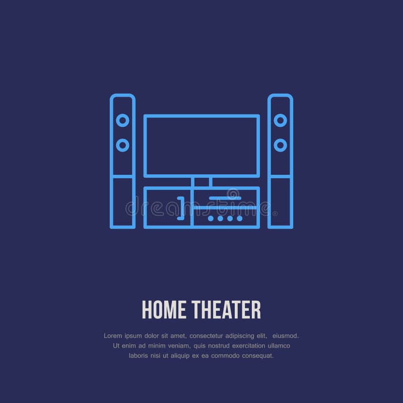 Entertainment System with Blank Screen Flat Line Icon. Wireless ...