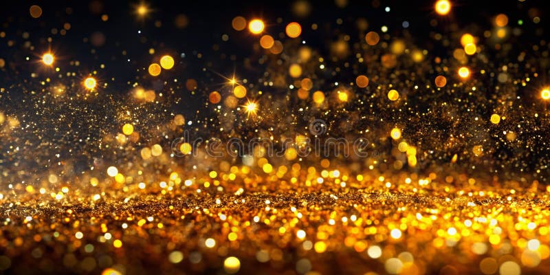 Enthralling Abstract AI Art: Golden Sparkles Dance on a Deep Black ...