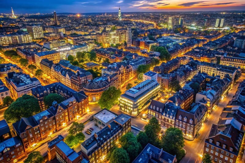 Enthralling Aerial Perspective of Londons Mayfair Illuminated at Night ...