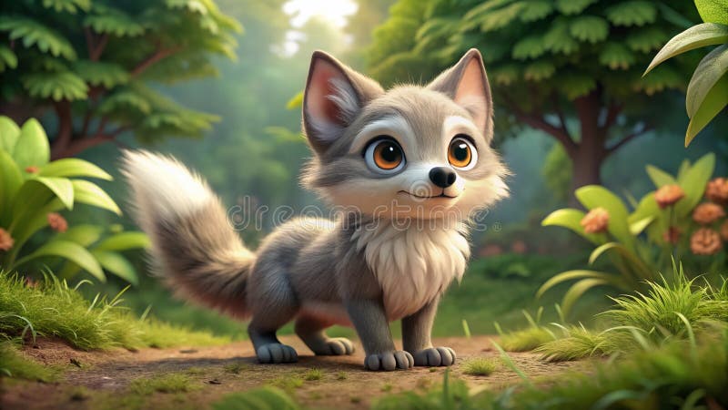 Enthralling Cartoon Wolf Illustration a Masterful Rule of Thirds Composition Captivating the ...