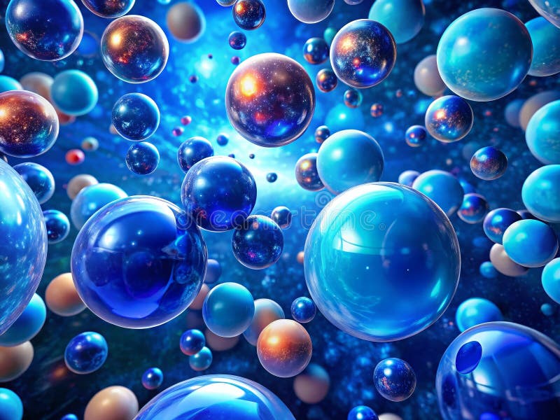 Enthralling 3D Render of Azure Bouncing Spheres in Cosmic Space an ...