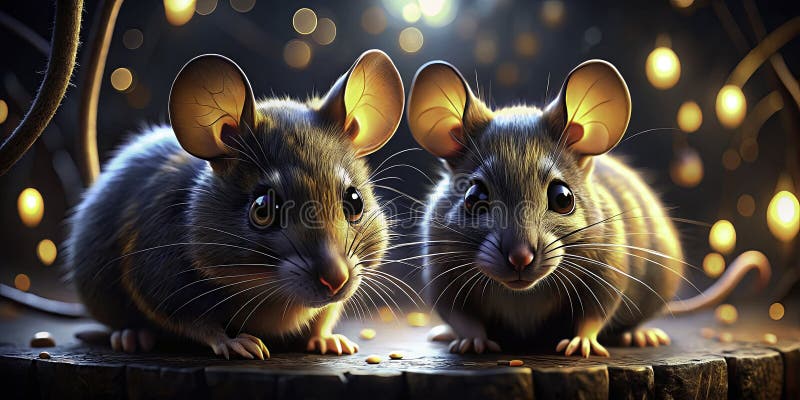 Enthralling 3D Render of Night Mice a CloseUp Exploration of Adorable ...