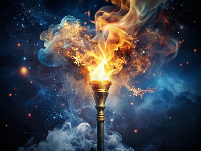 Enthralling Double Exposure Image of a Flaming Torch Mystical Fire and ...