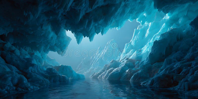Enthralling Glacial Cave Underwater Wonders Stock Illustration ...