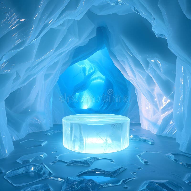 Enthralling Glacial Chamber with Luminous Ice Pedestal Stock ...