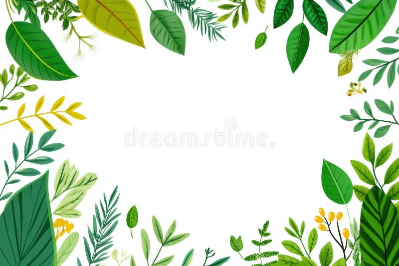 Enthralling Green Leaf Border Design Stock Illustration - Illustration of organic, leaves: 384219696