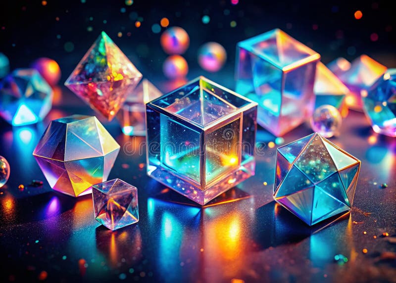 Enthralling Holographic Shapes in a LowLight Abstract Space Neon ...