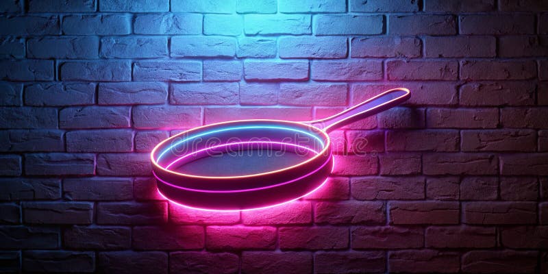 Enthralling 4K Neon Frying Pan Animation Loop Dynamic Laser Pictogram ...