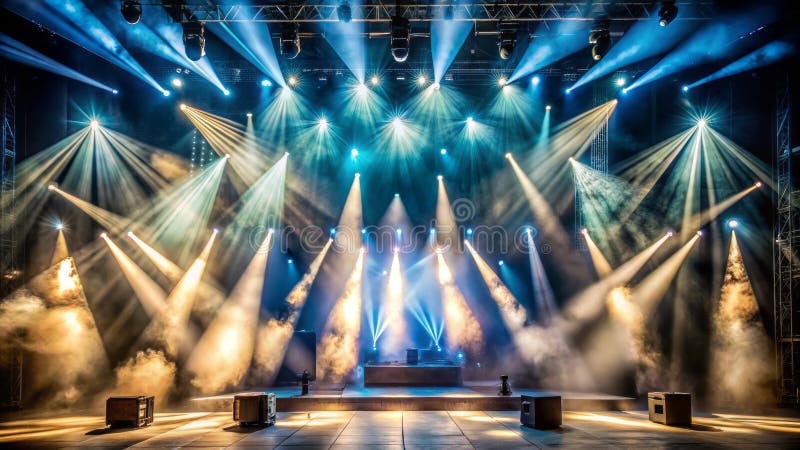 Enthralling Live Performance Venue Intense Spotlights Thick Fog and ...