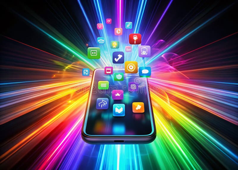 Enthralling Long Exposure of Glowing App Icons on a Dark Background a ...