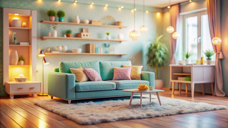 Enthralling Miniature Modern Living Room a TiltShift Perspective on ...