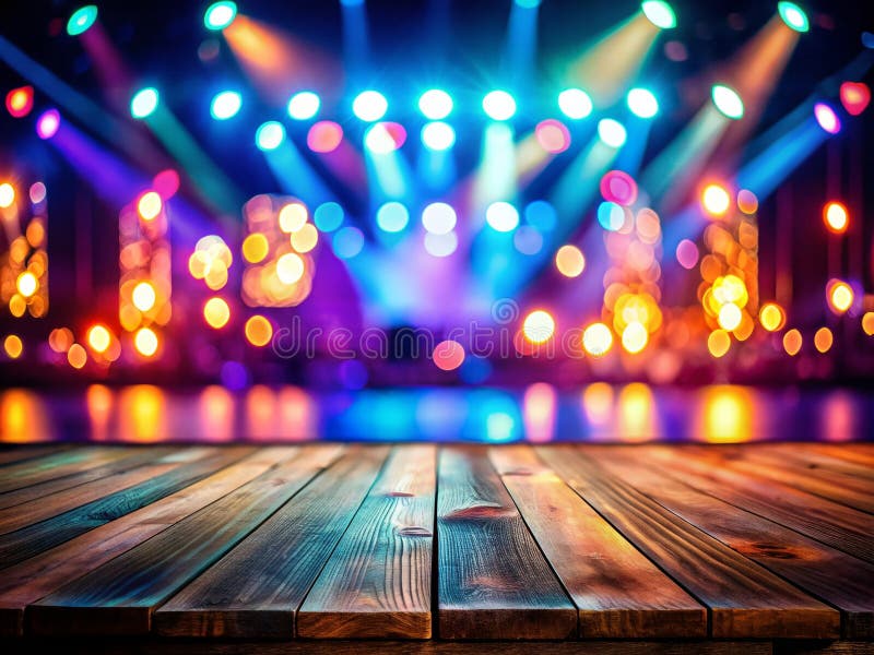 Enthralling Neon Glow Stage an Empty Show Scene Under a Dark Abstract ...