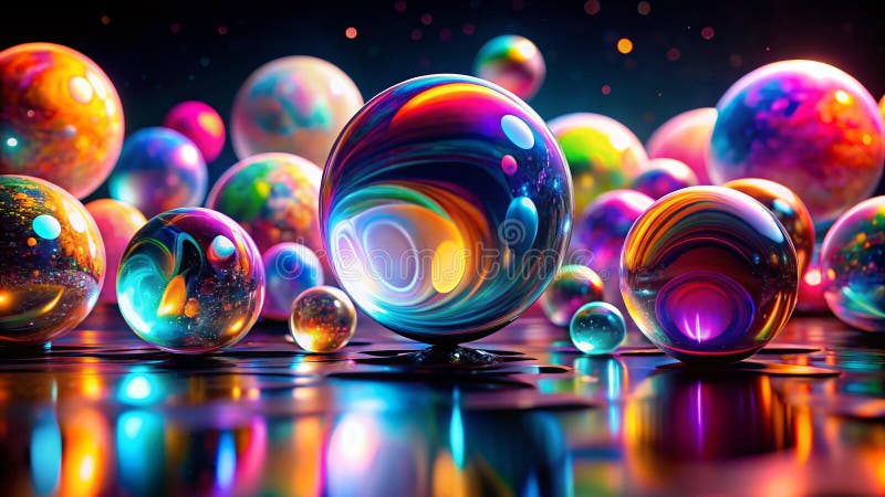 Enthralling Neon Orb Photography Floating Glowing Spheres Against a ...