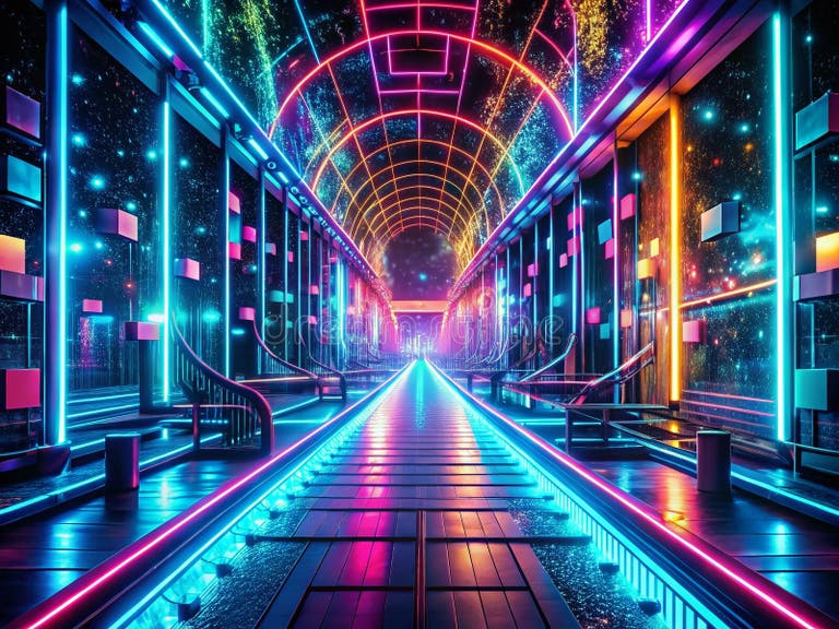 Enthralling Neon Pathway Experience the Electrifying Glow of Digital ...