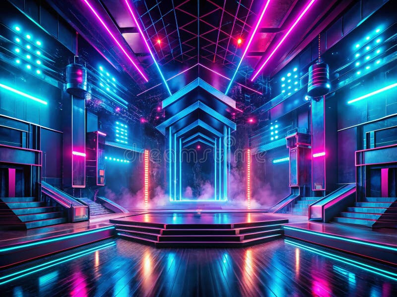 Enthralling Neon Stage Design a Captivating Visual Symphony of Blue and ...