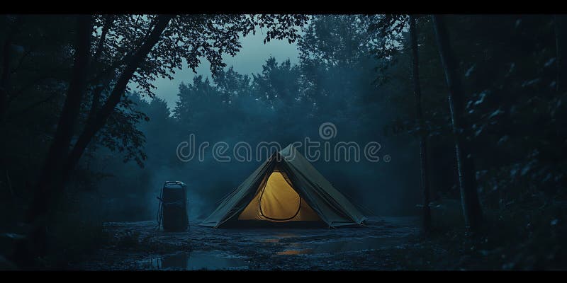 Enthralling Night Scene Mysterious Forest Hut Ambient Lighting Stock ...