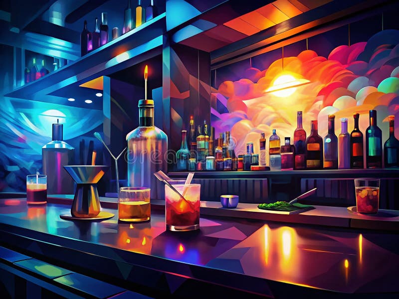 Enthralling Nightlife Cocktail Mixing an Abstract Vector Illustration ...