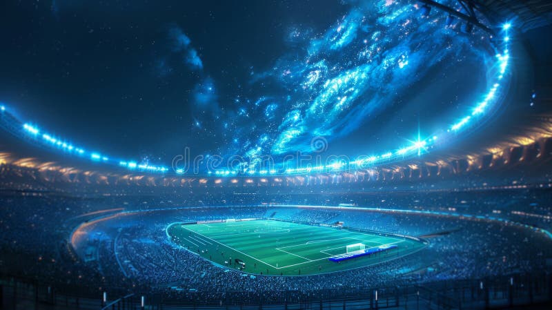 Enthralling Nighttime Stadium with Spectacular Skyview Stock Photo ...