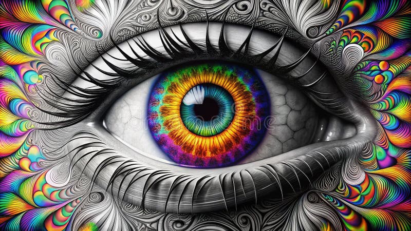 Enthralling Psychedelic Monochrome Eyeball Animation a Dreamlike 2D ...