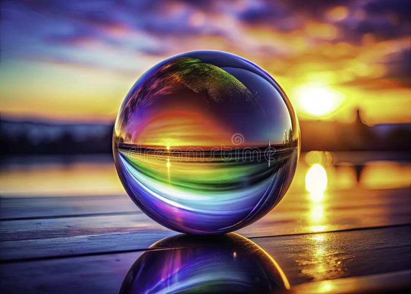 Enthralling Rainbow Sphere Suspended in a Transparent Band a ...
