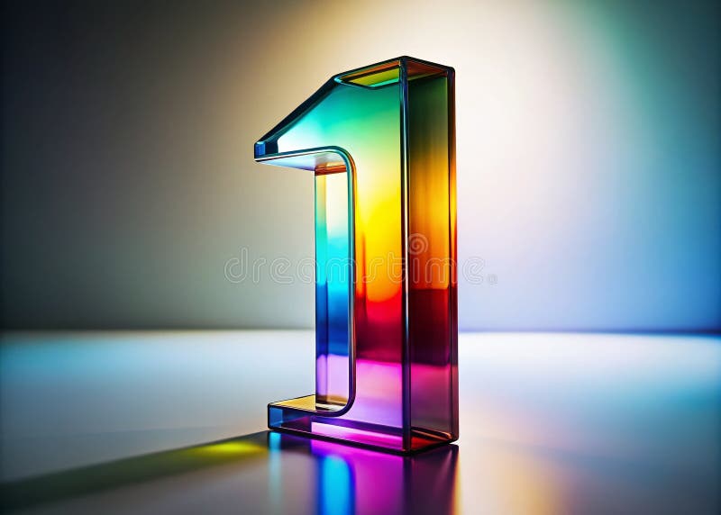 Enthralling RainbowColored Glass Number One Masterfully Captured with ...