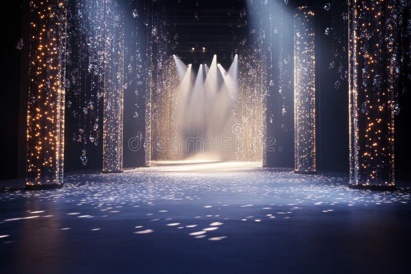 Enthralling Stage Design with Sparkling Columns Stock Illustration ...